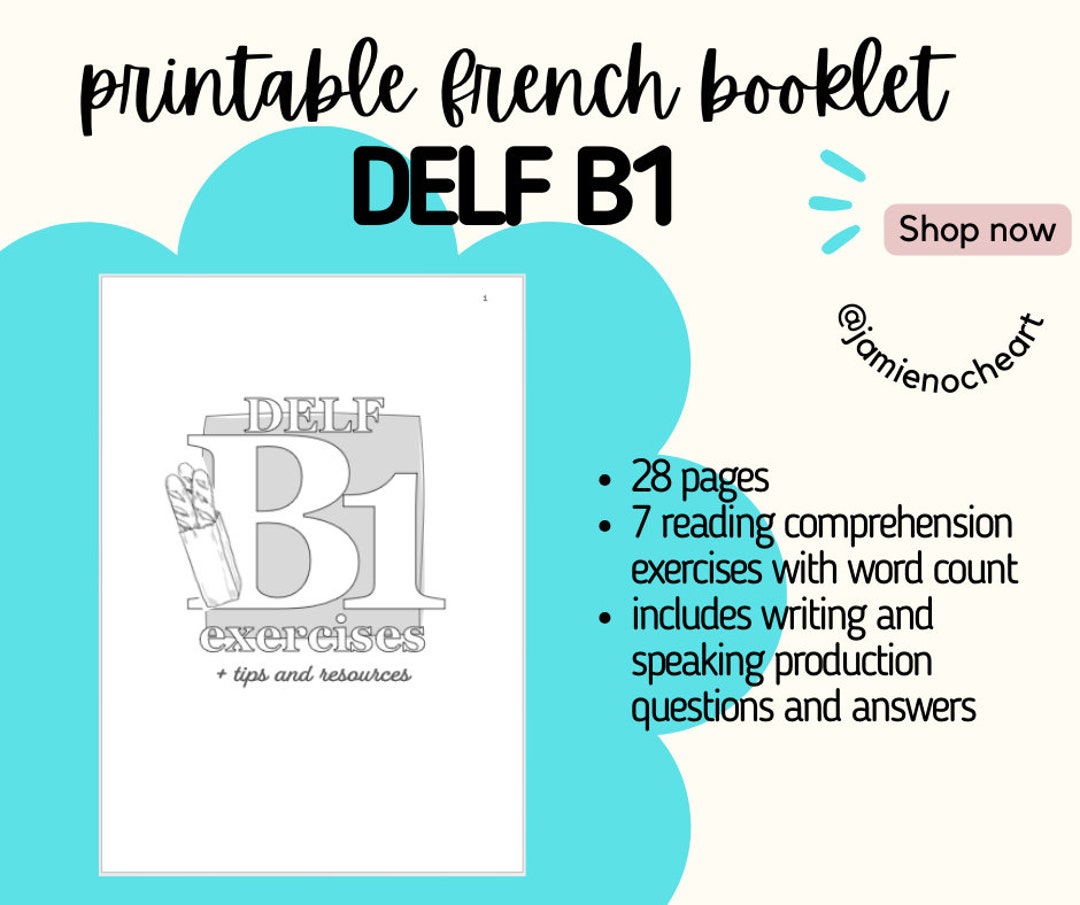 French Booklet B1 Practice Exercises for DELF Exam DIGITAL COPY - Etsy