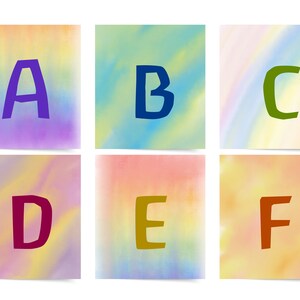 Watercolour Alphabet Flash Cards - Instant Download - Etsy