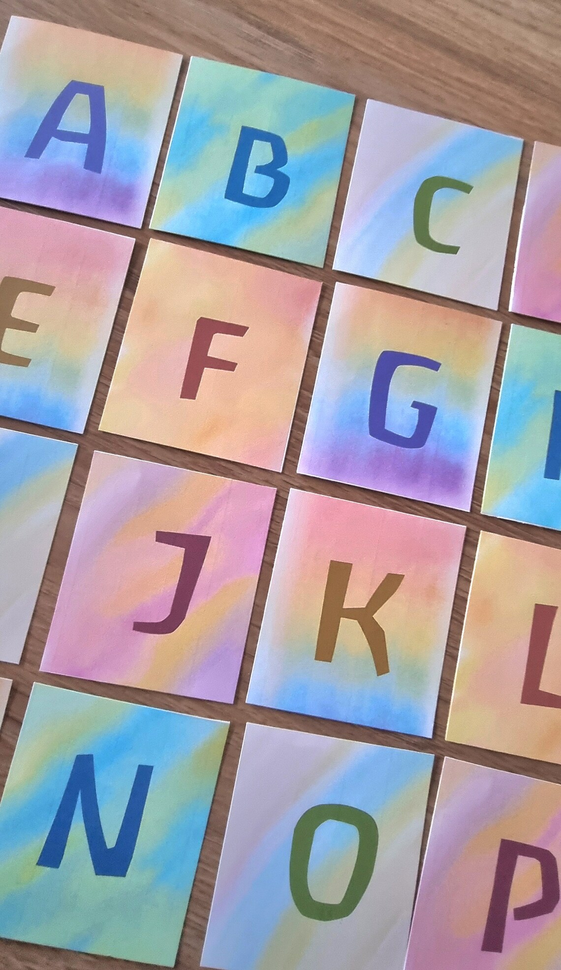 Watercolour Alphabet Flash Cards - Instant Download - Etsy