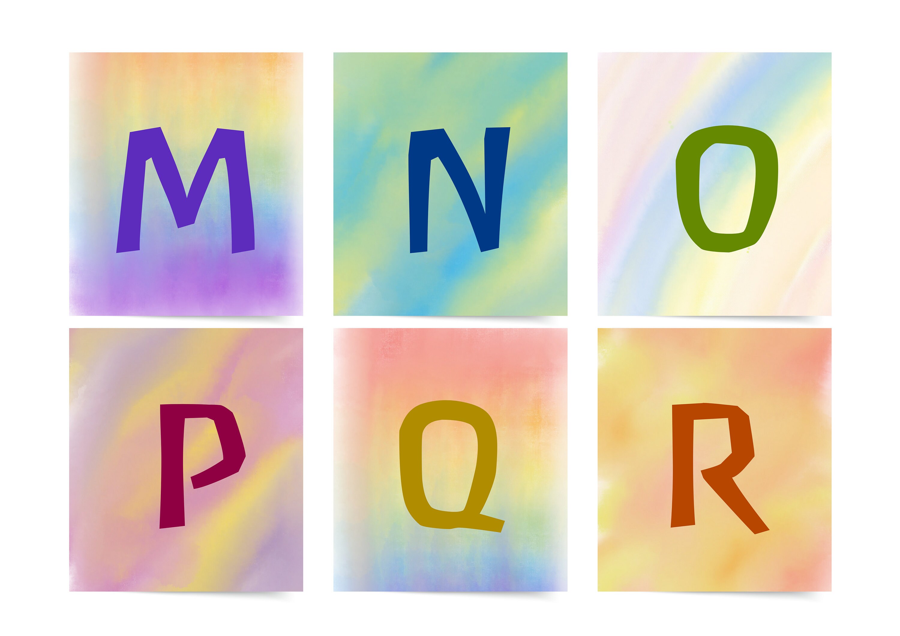 Watercolour Alphabet Flash Cards - Instant Download - Etsy