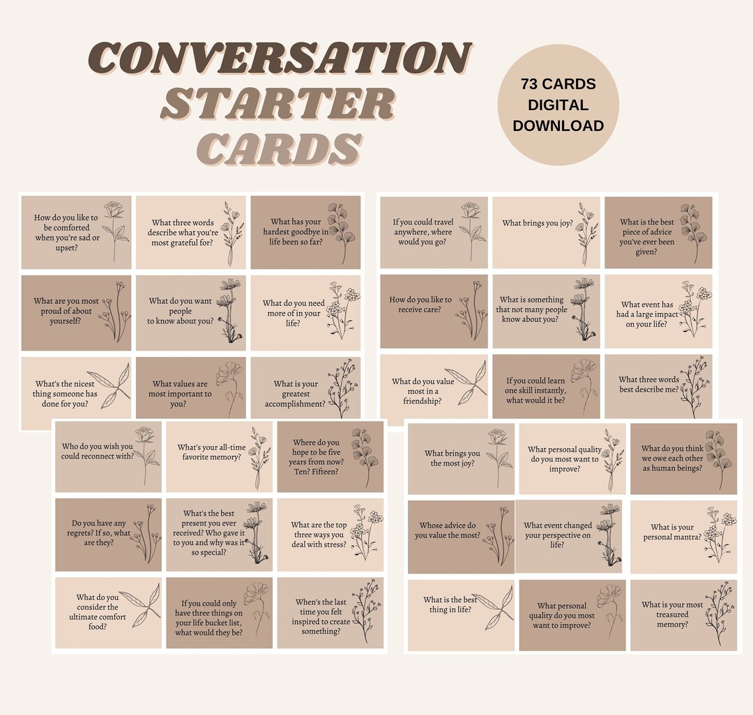 Conversation Starter Cards. JPG DOWNLOAD - Etsy