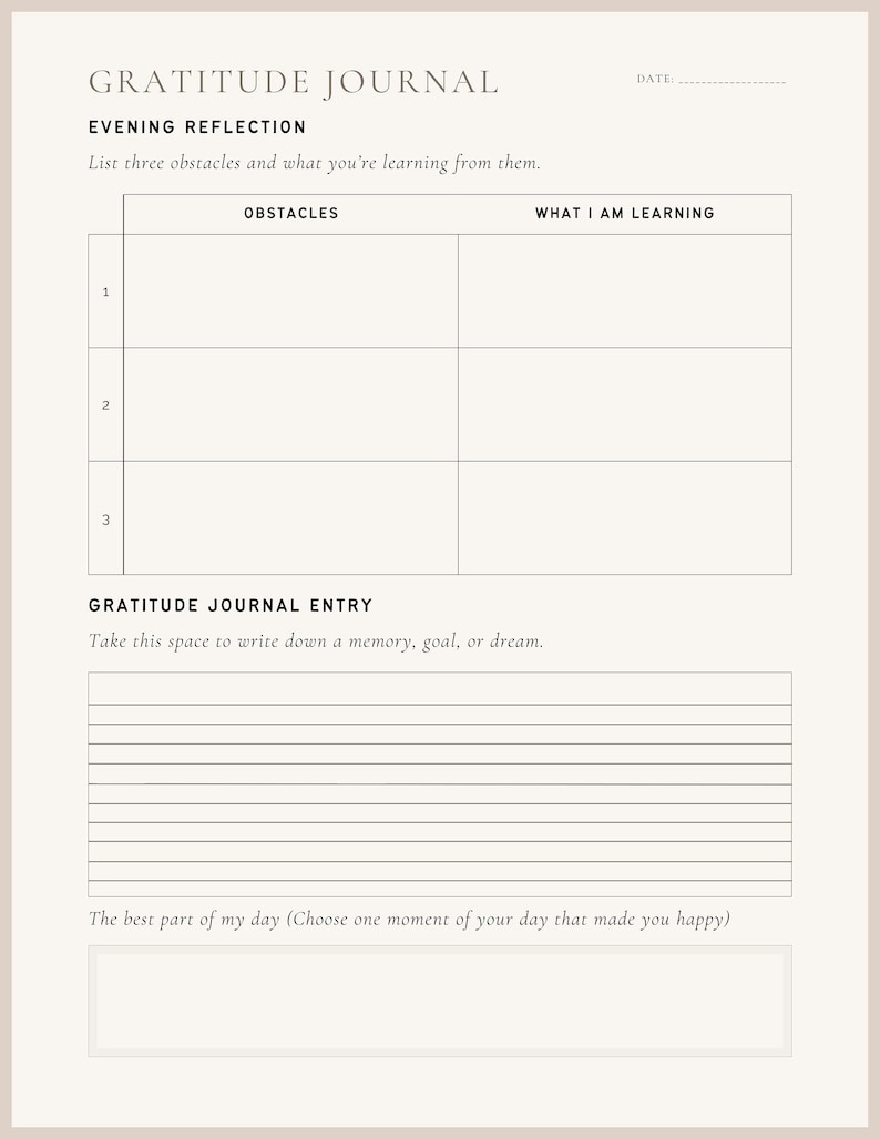 Daily Gratitude, Goal Setting, Reflection, Food/water Tracking and ...