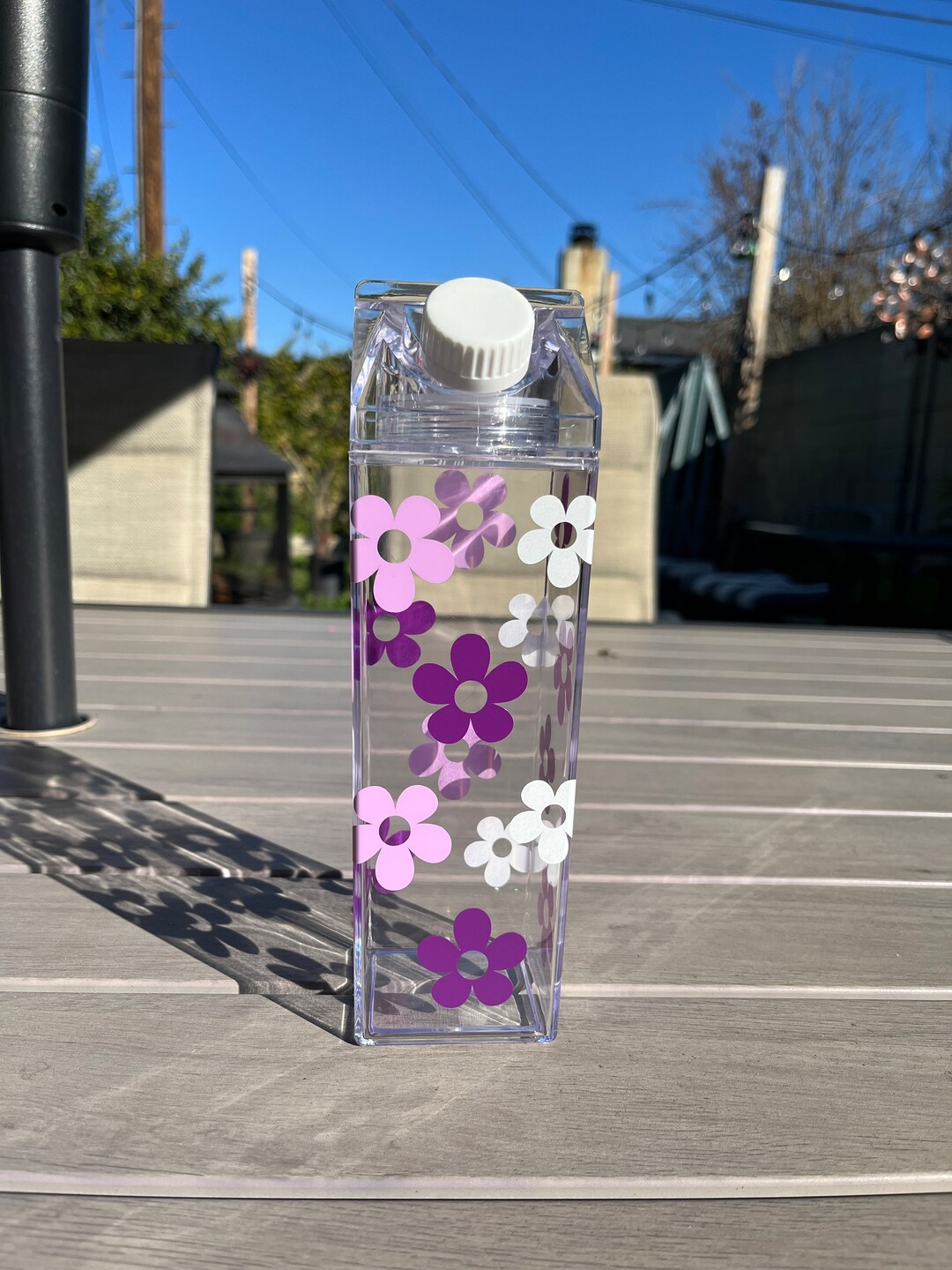 17oz Purple Daisies Milk Carton Water Bottle - Etsy