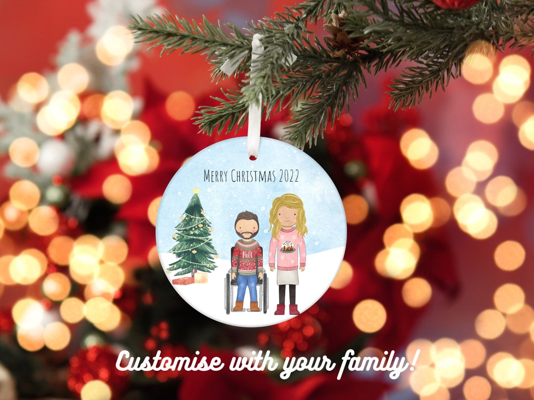 Personalised Family Portrait Ornament With Wheelchair User, Custom ...