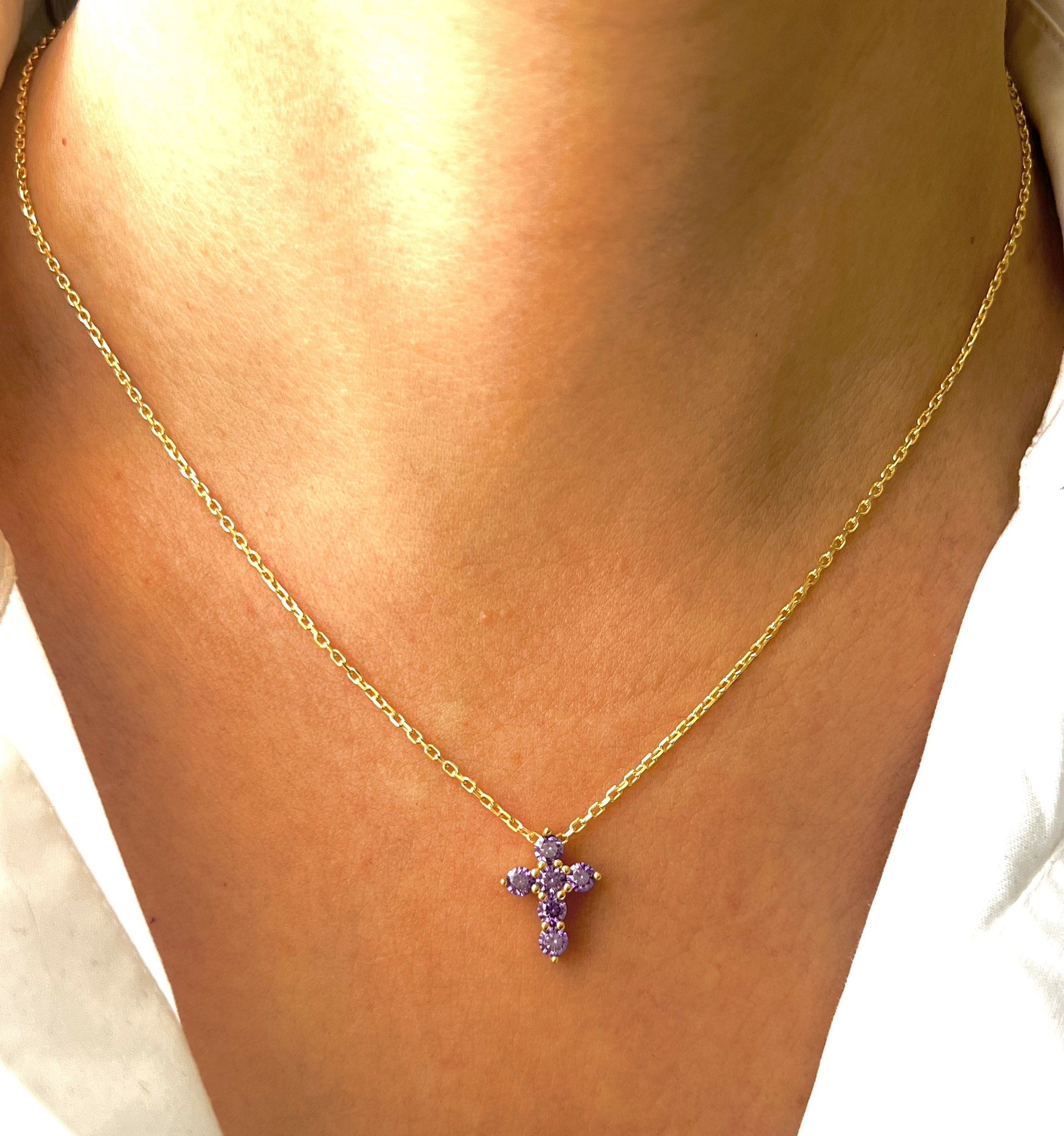 Amethyst Cross Necklace, Gold Cross Necklace, Womens Gold Necklace ...