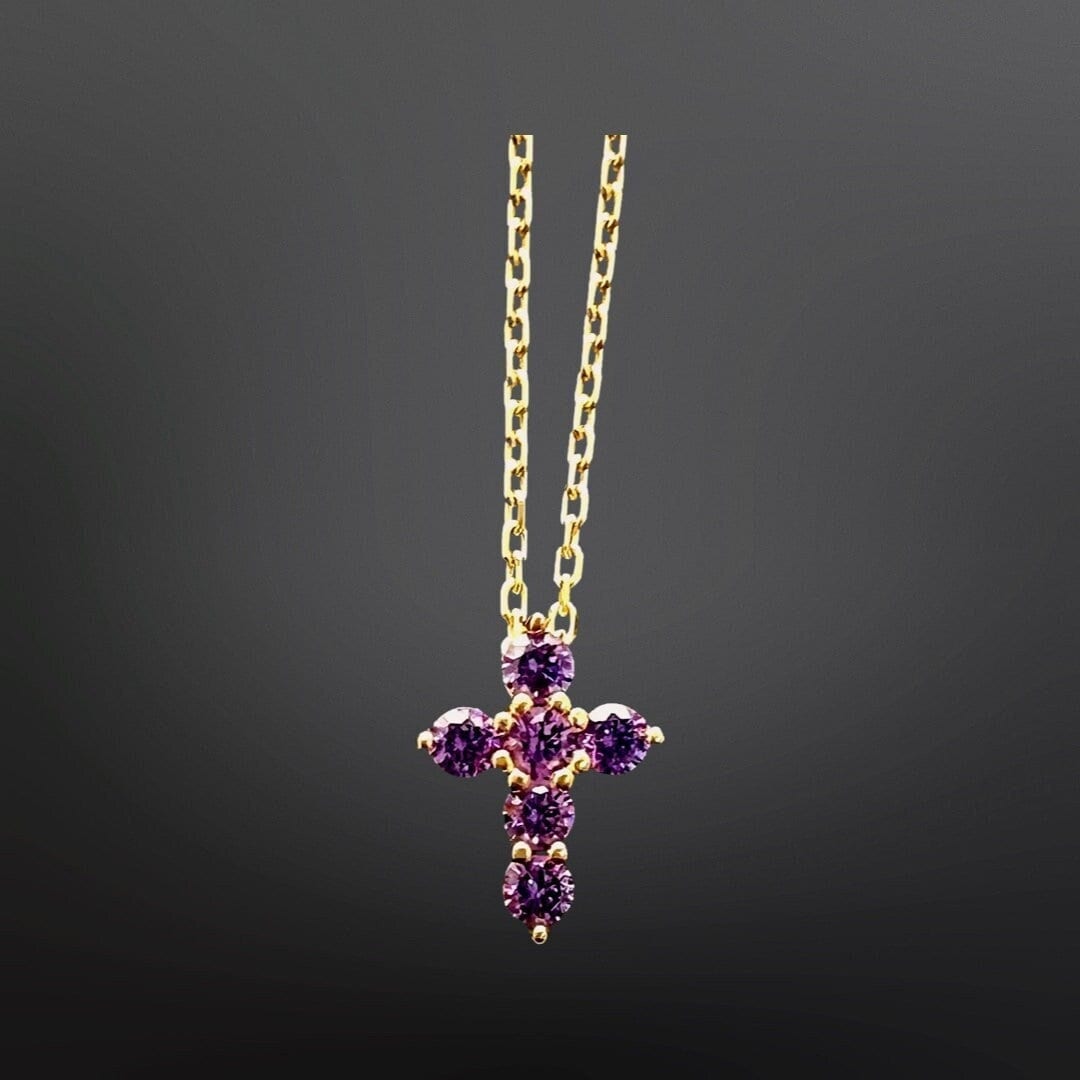 Amethyst Cross Necklace, Gold Cross Necklace, Womens Gold Necklace ...