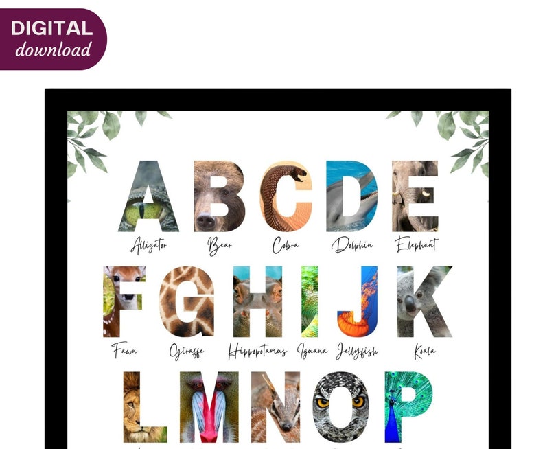 PRINTABLE Wild ABC Chart Alphabet Chart Preschool Classroom - Etsy