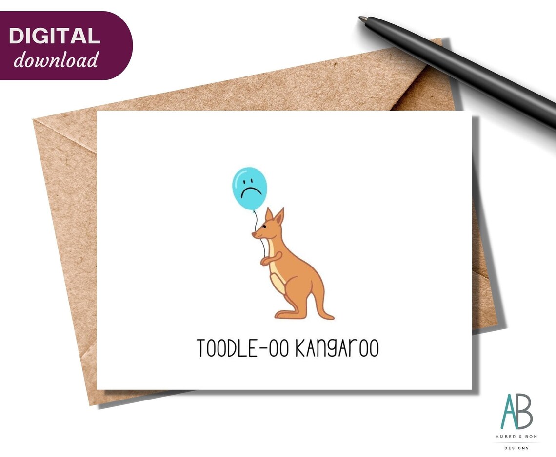 PRINTABLE Farewell Card, Good Luck Card, Australian Goodbye Card, Pun ...