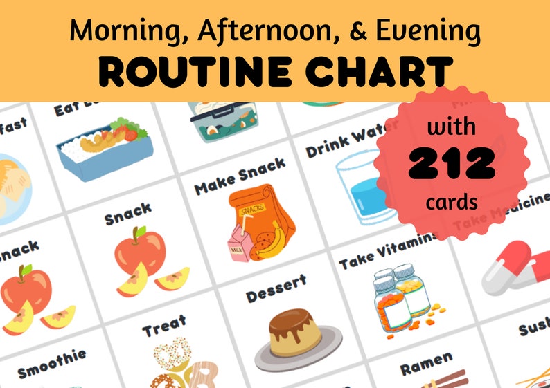 Daily Visual Routine Chart With Cards Morning Afternoon Evening ...