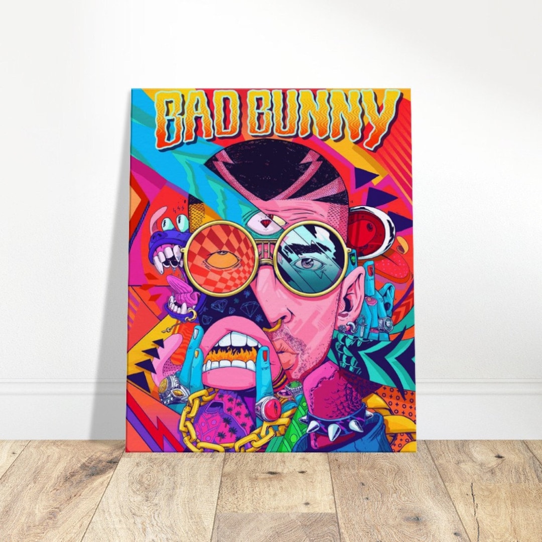 Bad Bunny Canvas Wall Art / X 100PRE Bad Bunny Gift / Oasis Bad Bunny ...