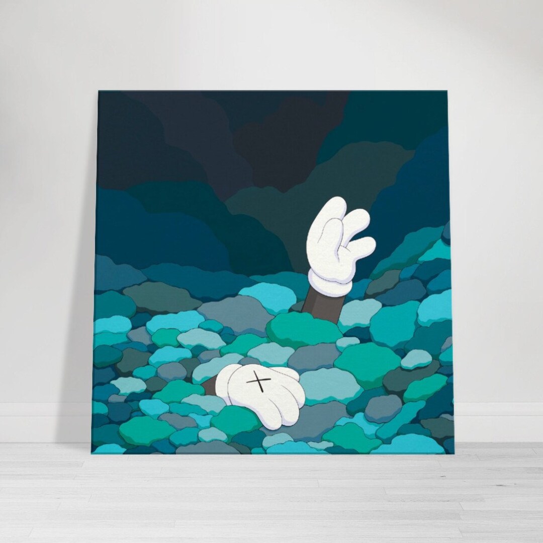 Blue Kaws Hands Canvas Wall Art / Modern Pop Art / Hypebeast Decor ...