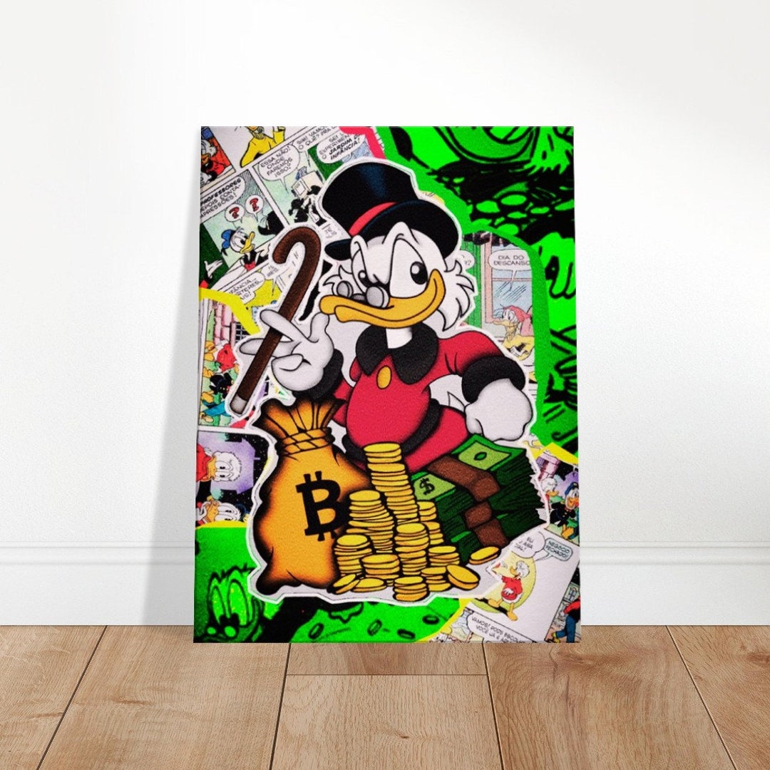 Scrooge Mcduck Bitcoin Canvas Wall Art / Donald Duck Pop Art / Bitcoin ...