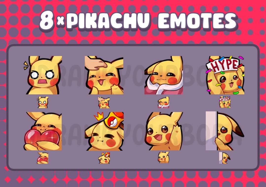 Twitch Discord Emotes Cute Pokemon Pikachu / Shock Pat Cozy Hype Heart ...