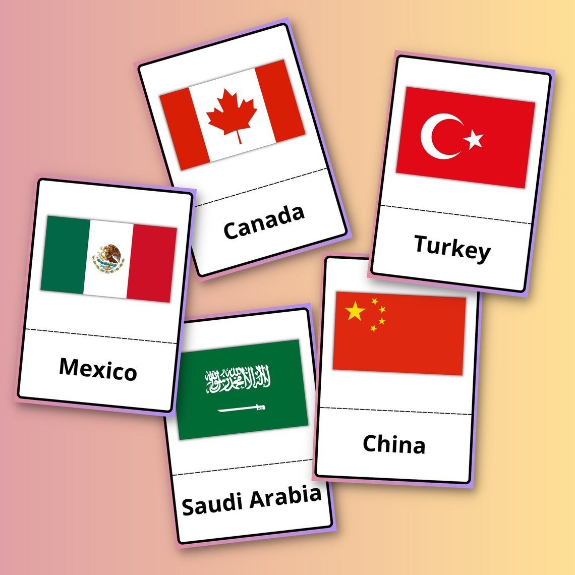 197 Country Flags Flashcards - Etsy Canada