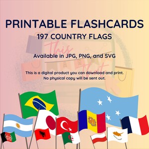 197 Country Flags Flashcards - Etsy UK