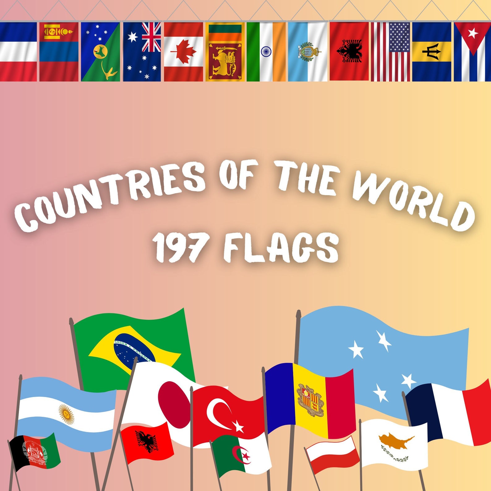 197 Country Flags Flashcards - Etsy UK