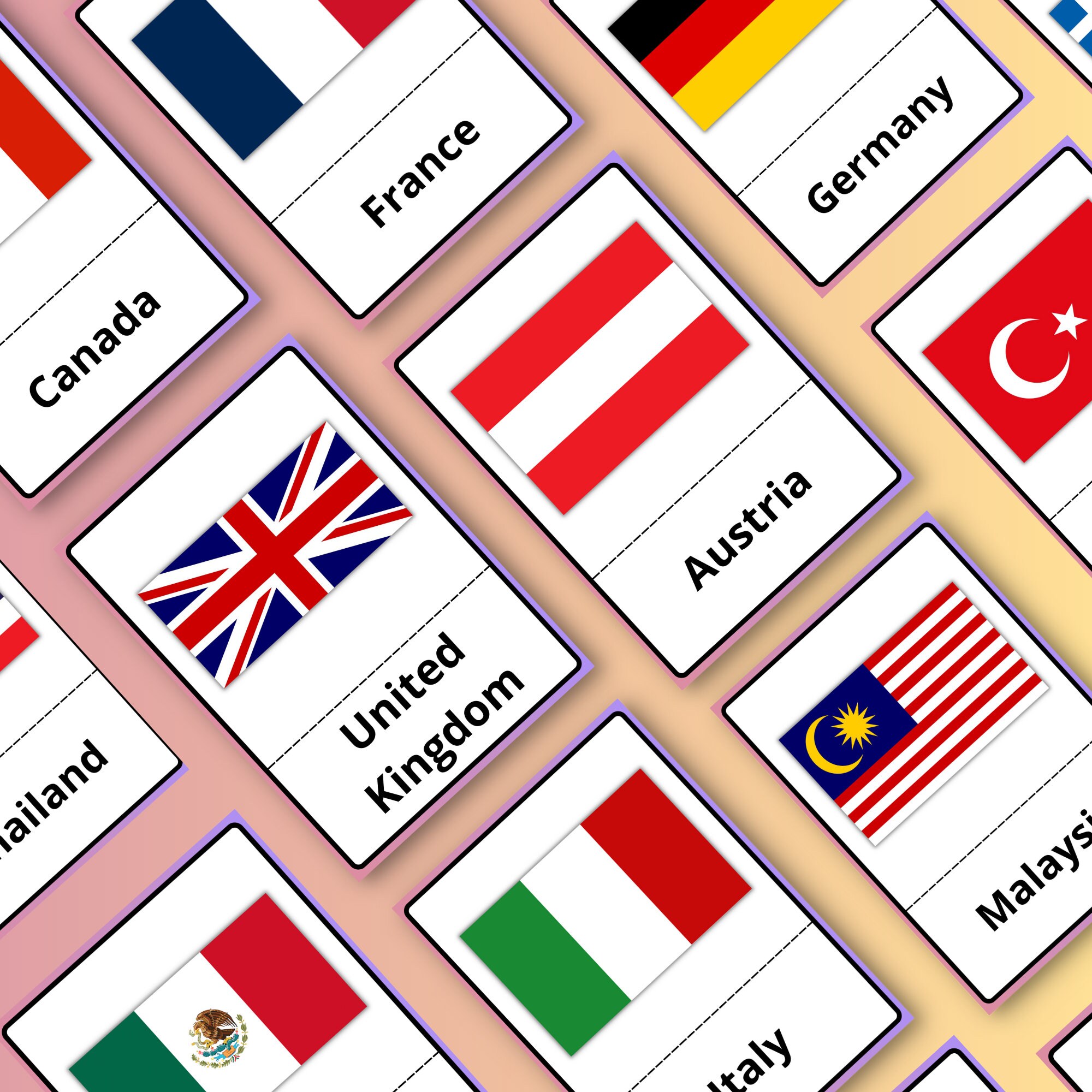 197 Country Flags Flashcards - Etsy UK