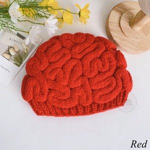 4 Color Funny Brain Wool Hats, Handmade Knitted Brain Beanie Hats ...