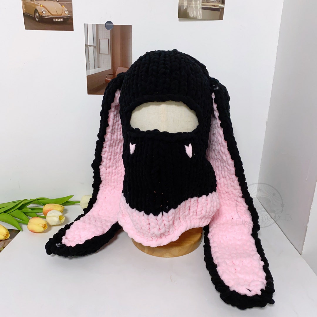 Creative Crochet Bunny Balaclava With Long Ears, Cute Knitted Bunny ...
