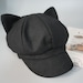 Vintage Black Cat Ear Octagonal Hats, Cute Cat Design Hat for Women ...