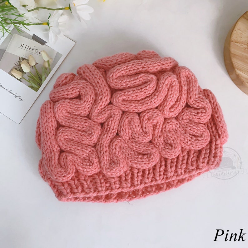 4 Color Funny Brain Wool Hats, Handmade Knitted Brain Beanie Hats ...