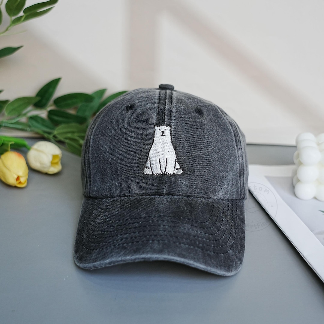 Cute Embroidered Polar Bear Hat, Arctic Wildlife Baseball Caps, Lovely ...