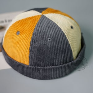 Custom Contrast Color Corduroy Docker Caps, Personalized Brimless ...
