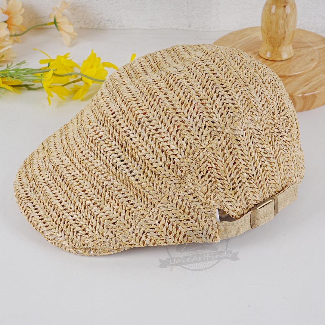 Vintage Straw Flat Caps, Irish Flat Caps, Summer Breathable Straw Hats ...