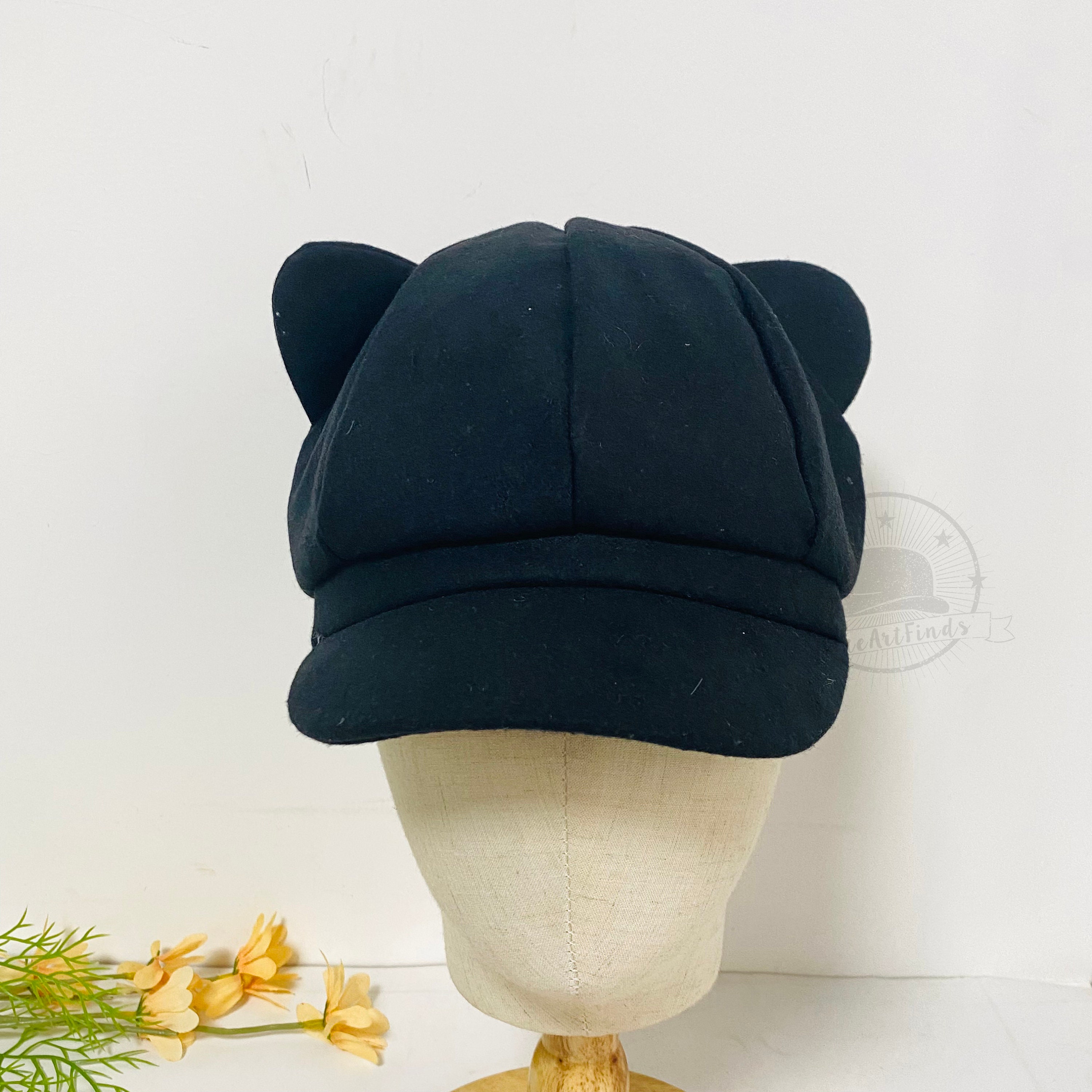 3 Color Cute Cat Ear Octagonal Hats, Vintage Wool Newsboy Hays, Autumn ...