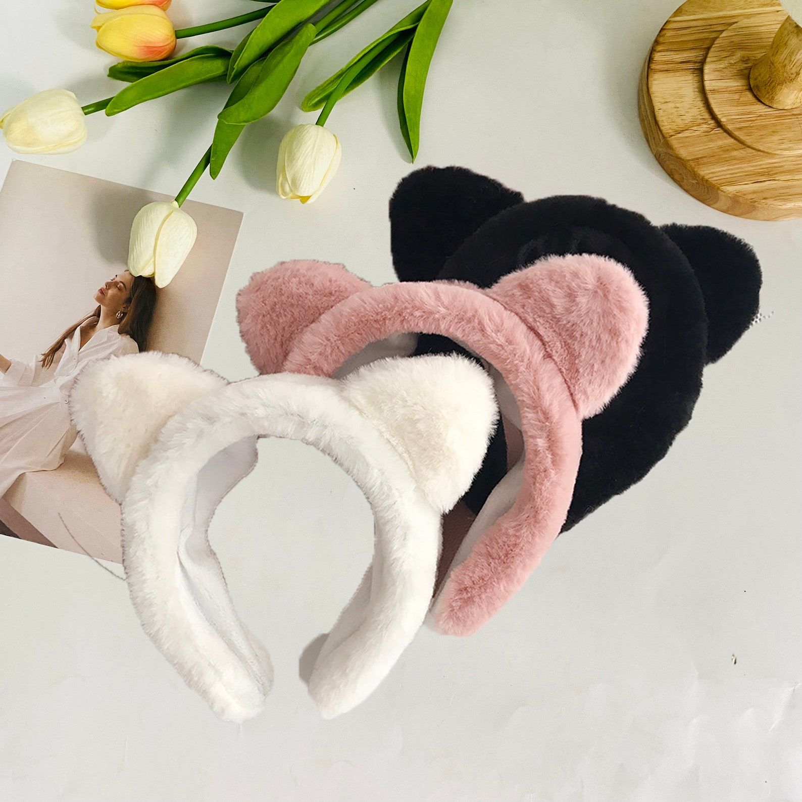 Kawaii Cat Design Plush Headband, Cute Animals Ear Hairband, Girlish ...