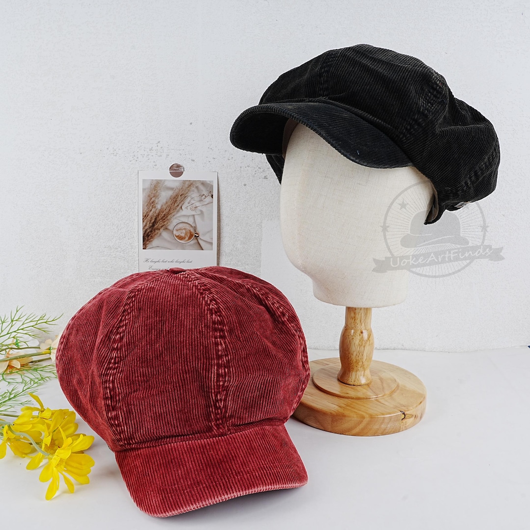 Retro Corduroy Octagonal Hats, Autumn Winter Newsboy Caps for Women ...