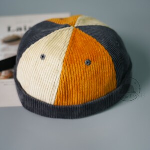Custom Contrast Color Corduroy Docker Caps, Personalized Brimless ...