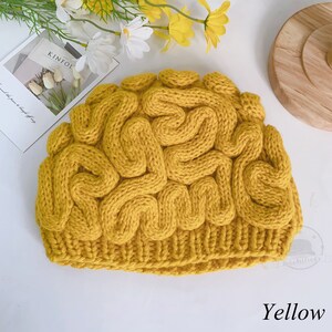 4 Color Funny Brain Wool Hats, Handmade Knitted Brain Beanie Hats ...