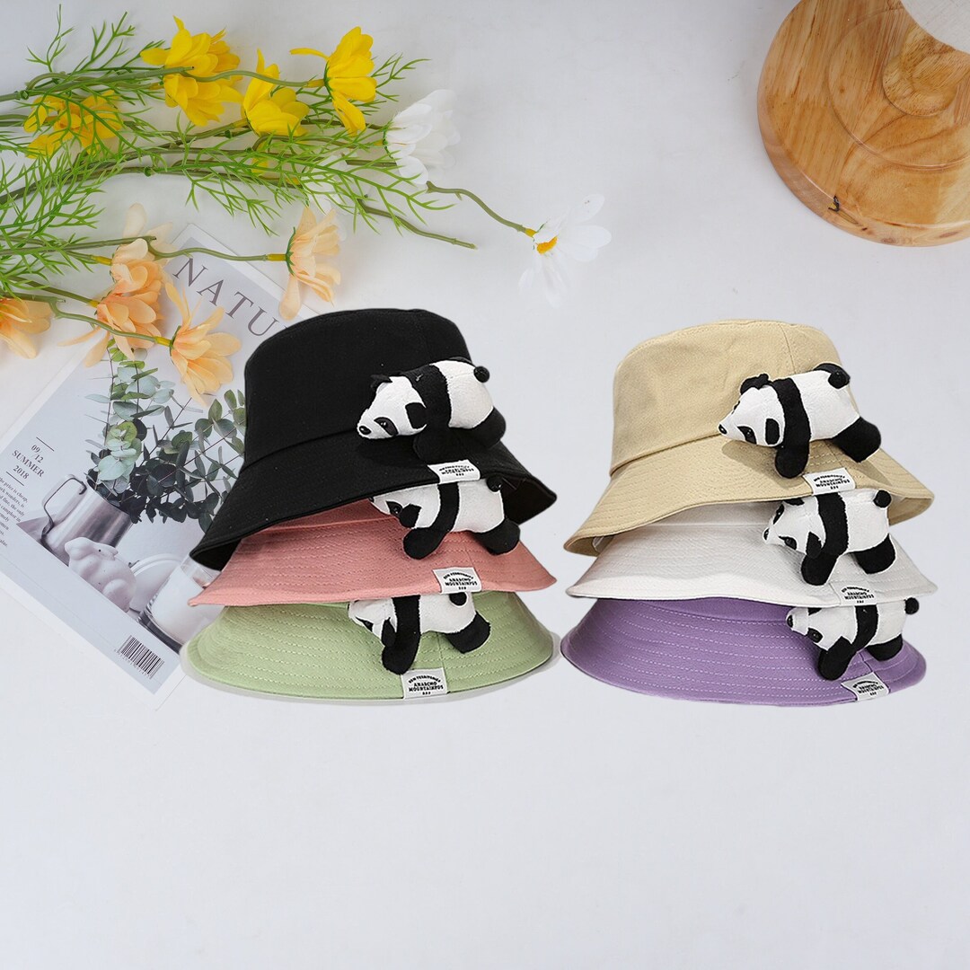 Cute Panda Bucket Hats, Adorable Cartoon Fisherman Hats, Kawaii Animals ...