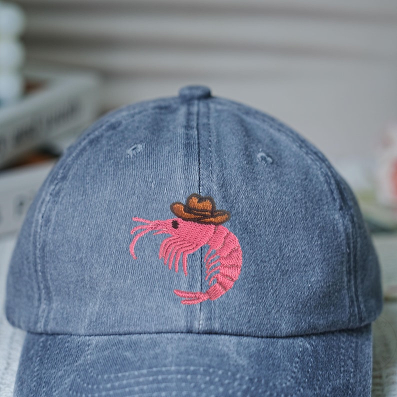 Embroidered Shrimp Hats, Vintage Washed Shrimp Baseball Hats, Funny ...