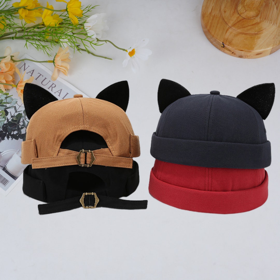 Vintage Cat Ear Docker Caps, Cute Cat Ear Brimless Beanie Hats ...