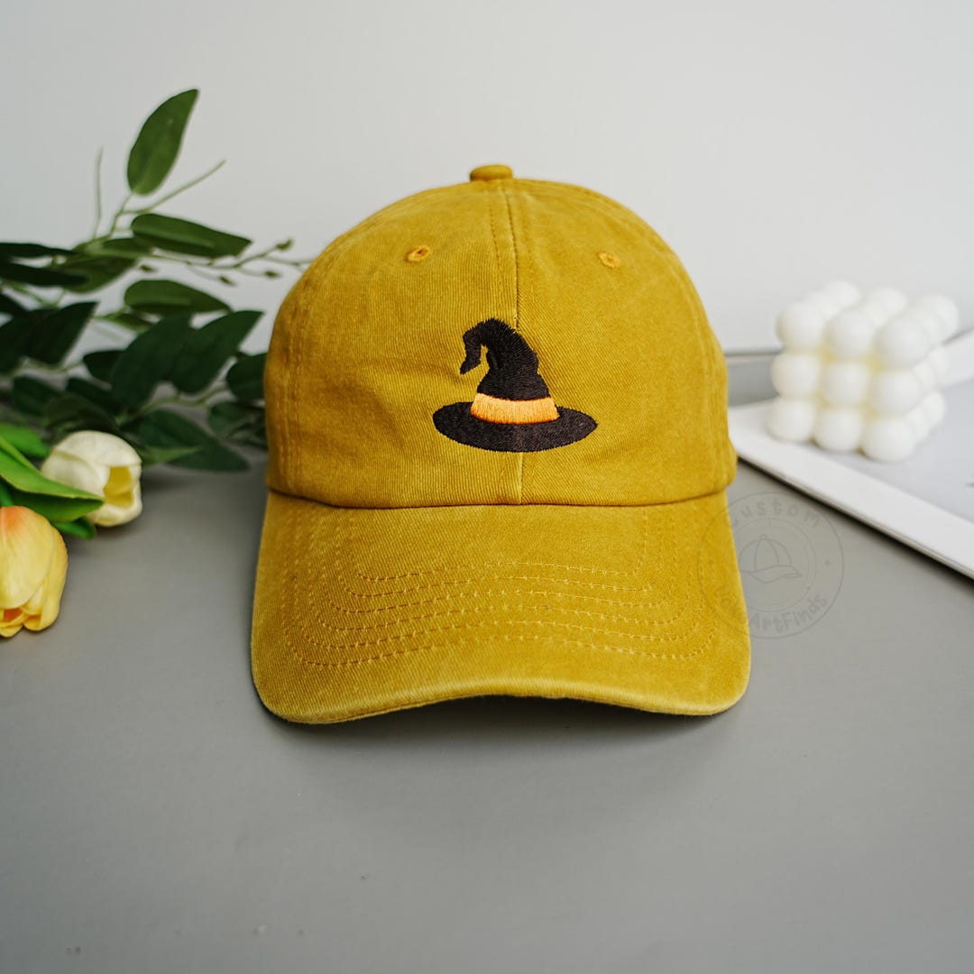 Halloween Witch Washed Baseball Hats, Embroidered Halloween Themed ...