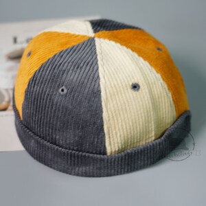Custom Contrast Color Corduroy Docker Caps, Personalized Brimless ...