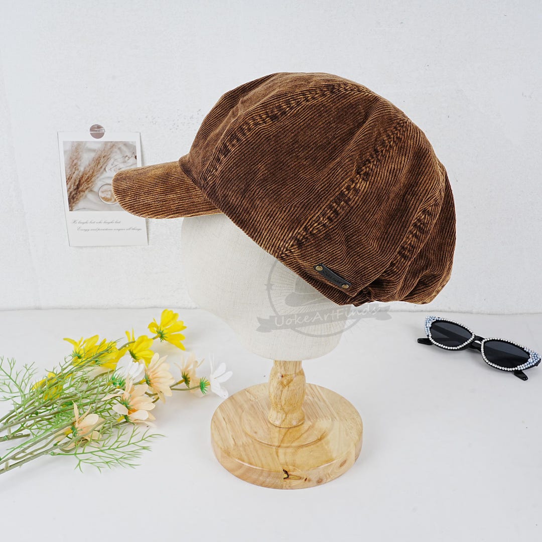 5 Color Retro Corduroy Octagonal Hats, Autumn Winter Newsboy Caps for ...