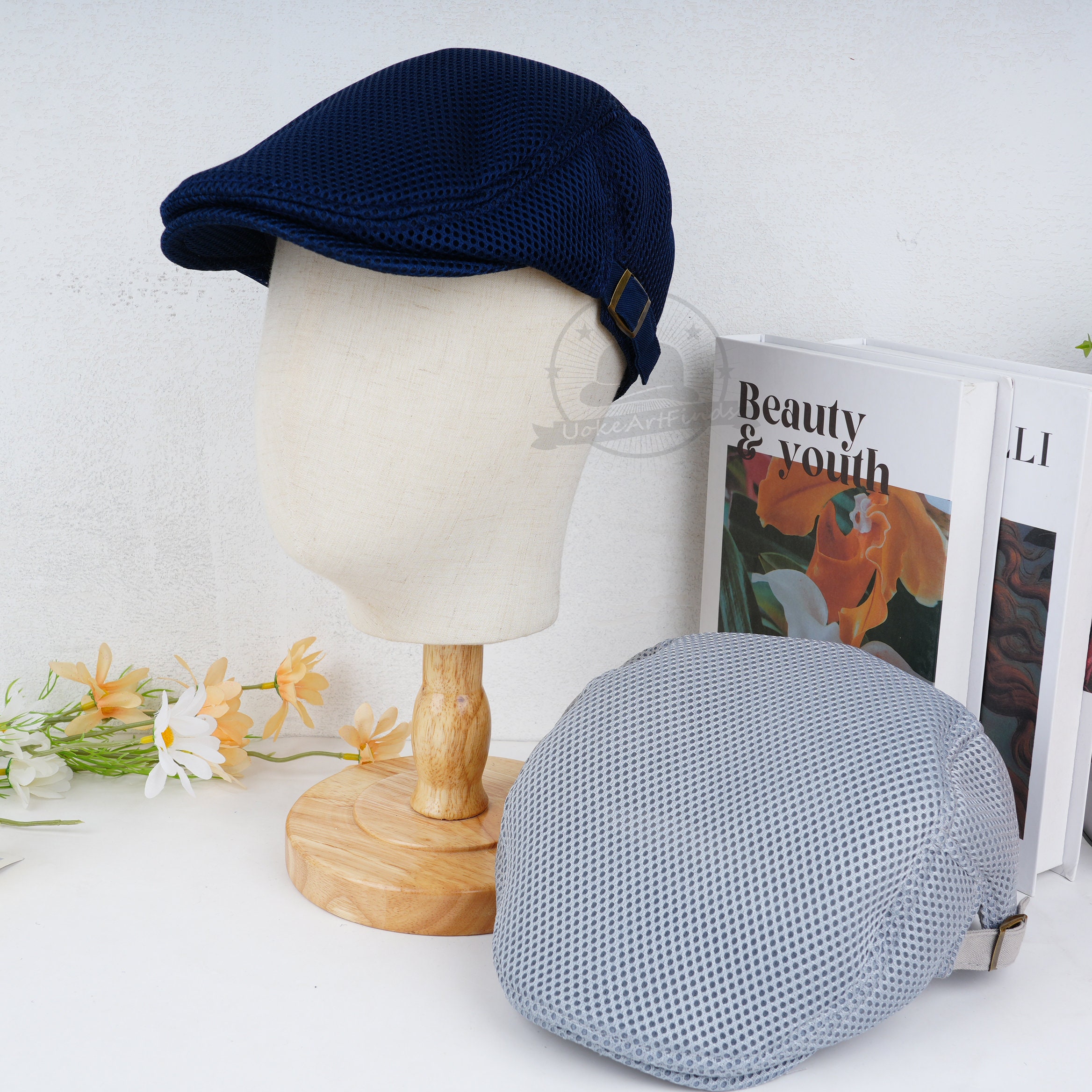 Fashion Mesh Flat Caps for Men, Breathable Summer Golf Caps, Adjustable ...