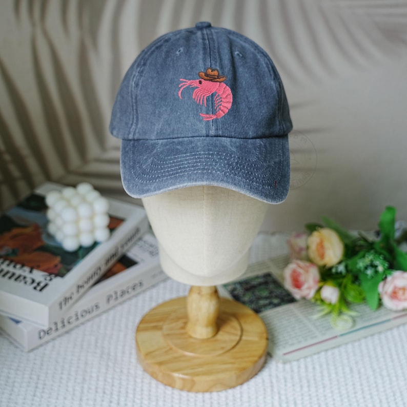 Embroidered Shrimp Hats, Vintage Washed Shrimp Baseball Hats, Funny ...