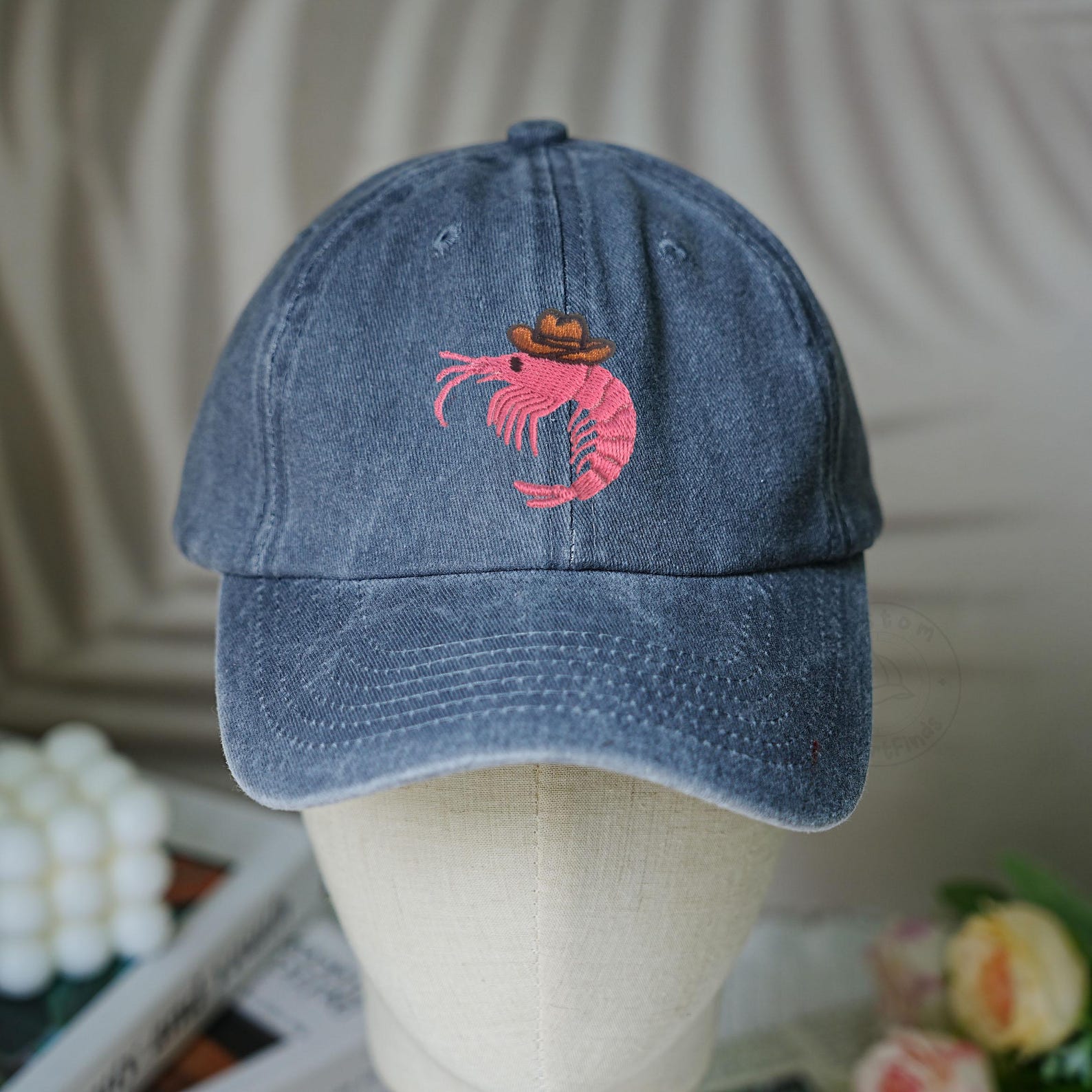 Embroidered Shrimp Hats, Vintage Washed Shrimp Baseball Hats, Funny ...