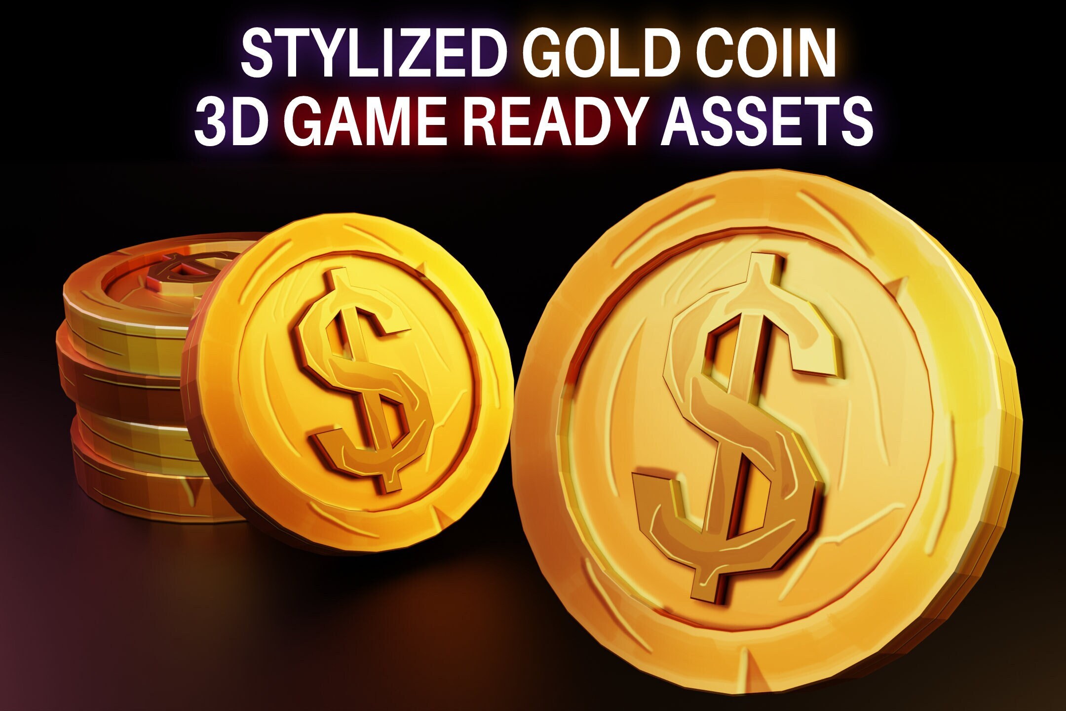 Stylized Gold Coin / 3D GAME READY ASSETS / Handpainted / Low Poly ...