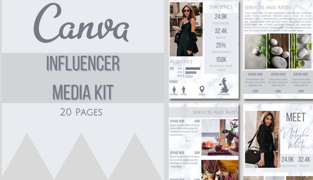 20 Page Influencer Media Kit | Rate Sheet Template | Blogger Media Kit ...