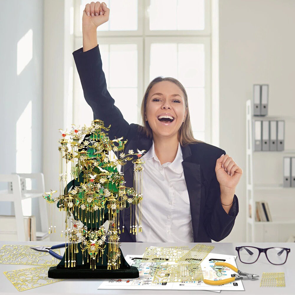 DIY Chinese Ornament Qing Shan Dai 3D Metal Puzzle With Brass, Creative Hanging 3D Jigsaw ...