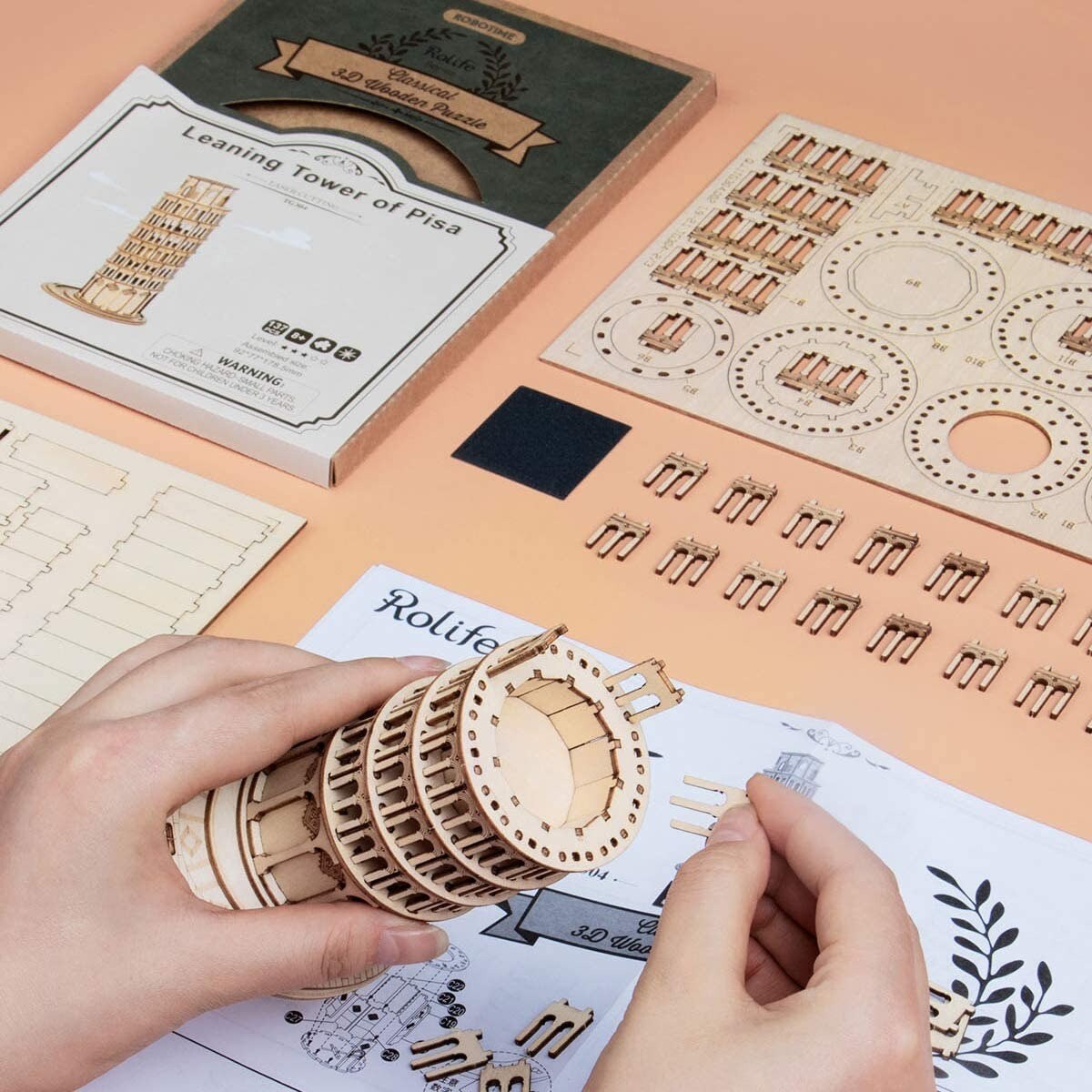 European Architecture 3D Wooden Puzzle DIY Assemble for Kids and Adults ...