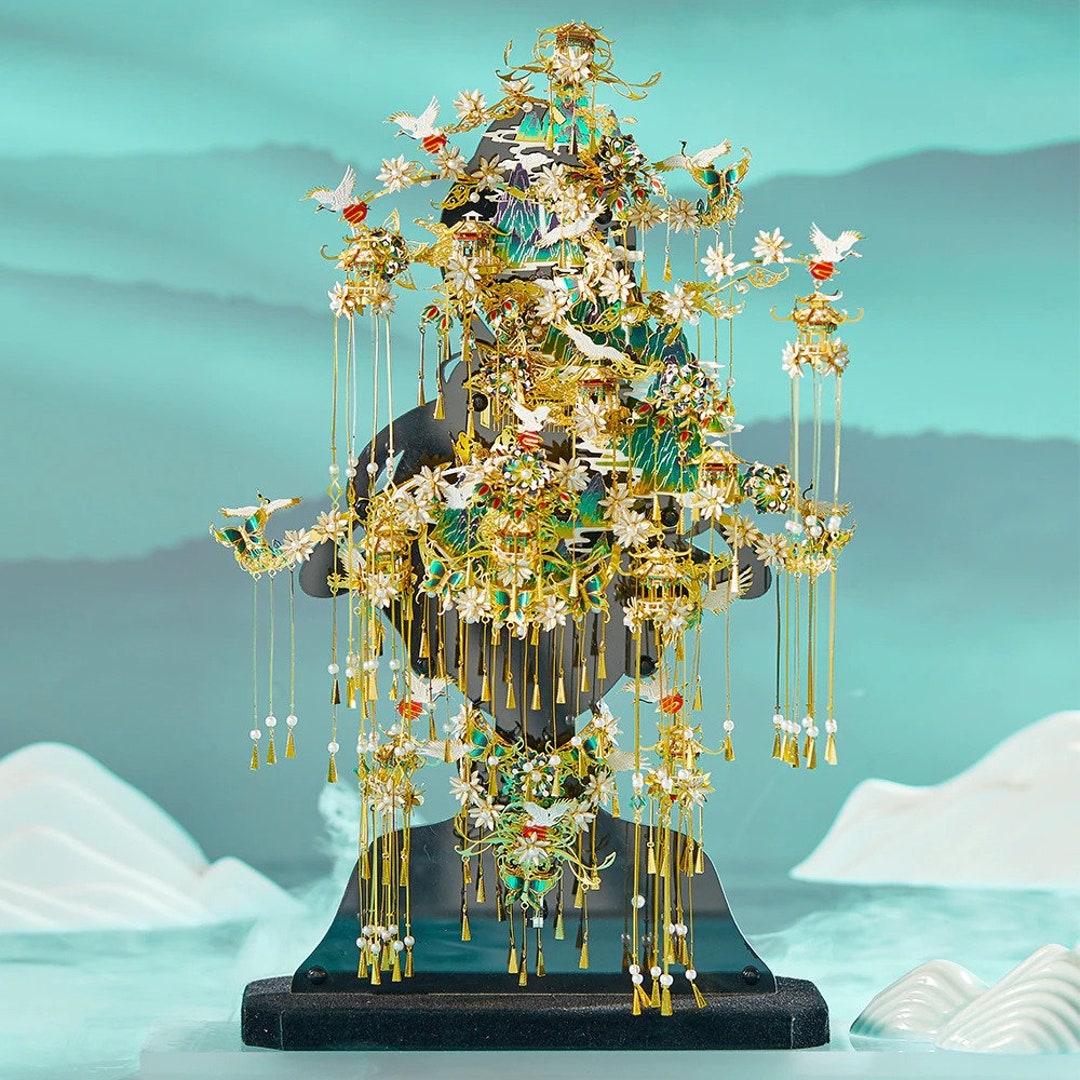 DIY Chinese Ornament Qing Shan Dai 3D Metal Puzzle With Brass, Creative ...