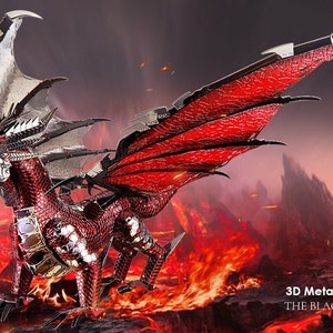 Red Dragon 3D Metal Jigsaw Puzzle Kit, Creative DIY Collectible Dragon ...