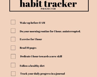 Project 50 Challenge Daily Checklist Tracker Simple and Personal - Etsy