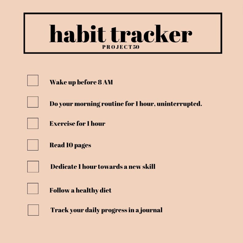 Project 50 Tracker - Etsy